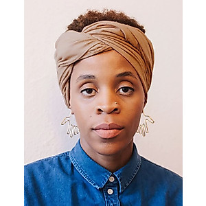 Harewom Head Scarves Wrap Turban for Black Women Long Lightweight Fashion Solid Color Hijab Jersey Headband for Braids Camel