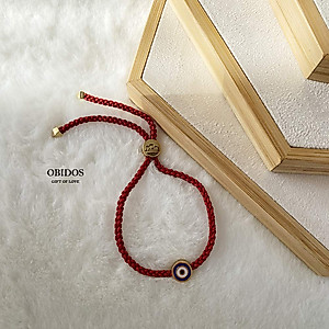 Obidos Evil Eye Bracelet Red String Kabbalah Protection Handmade Adjustable Bracelet For Women Men (Red)
