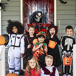 Avezano Halloween Door Decorations Scary Killer Skull Halloween Door Cover Bloody Handprints Halloween Banner Decorations Indoor Outside