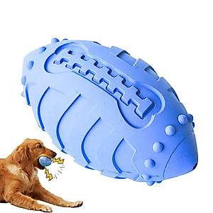 MCGOS Dog Teething Toys, Rubber Squeaky Football Fetch Dog Toy, Puppy Chewing Toys with Sound, Supports Active Biting Pet Biting Toys, Dog Teeth Cleaning Chew Toys for Dogs Puppies Aggressive Chewers