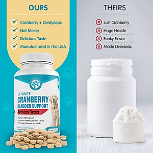 Wanderfound Pets Ultimate Cranberry Bladder UTI Support Supplement for Dogs - Dog Urinary Tract Infection Incontinence Formula with Cordyceps Mushroom - Bacon & Liver Flavor - 90 Chewable Tablets