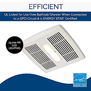 Broan-NuTone AE110L Ventilation Fan with LED Light and Roomside Installation, ENERGY STAR Certified, 110 CFM 1.0 Sones White