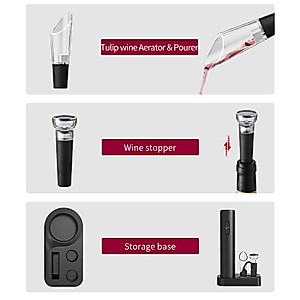 SimpleKitchen Electric Wine Opener, Automatic Electric Wine Bottle Corkscrew Opener with Foil Cutter, Battery Operated (Black)