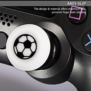 Playrealm FPS Thumbstick Extender & Printing Rubber Silicone Grip Cover 2 Sets for PS5 Dualsenese & PS4 Controller (Soccer)