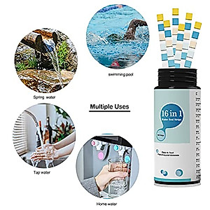 16 in 1 Water Test Kits,100 PCS Drinking Water Testing Strips,Tap and Well Water Test Strip Quick & Easy Testing for pH, Lead, Chlorine, Hardness,Nitrate,Iron,Copper and More