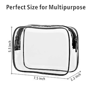 PACKISM TSA Approved Toiletry Bag - Clear Makeup Bag Waterproof Quart Size Bag, Travel Makeup Cosmetic Bag for Women Men, Carry on Airport Airline Compliant Bag, 3 Pack, Black