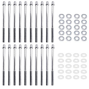 Jiayouy 90mm Bass Drum Tension Rods with Washers Drum Set Mounting Hardware 20/Pack