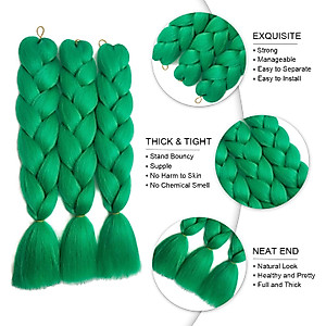 SuCoo Braiding Hair Extensions High Temperature Synthetic Fiber Jumbo Braiding Hair Extensions Crochet Twist Braids with Small Free Gifts 24inch 3pcs/lot(Dark Green)