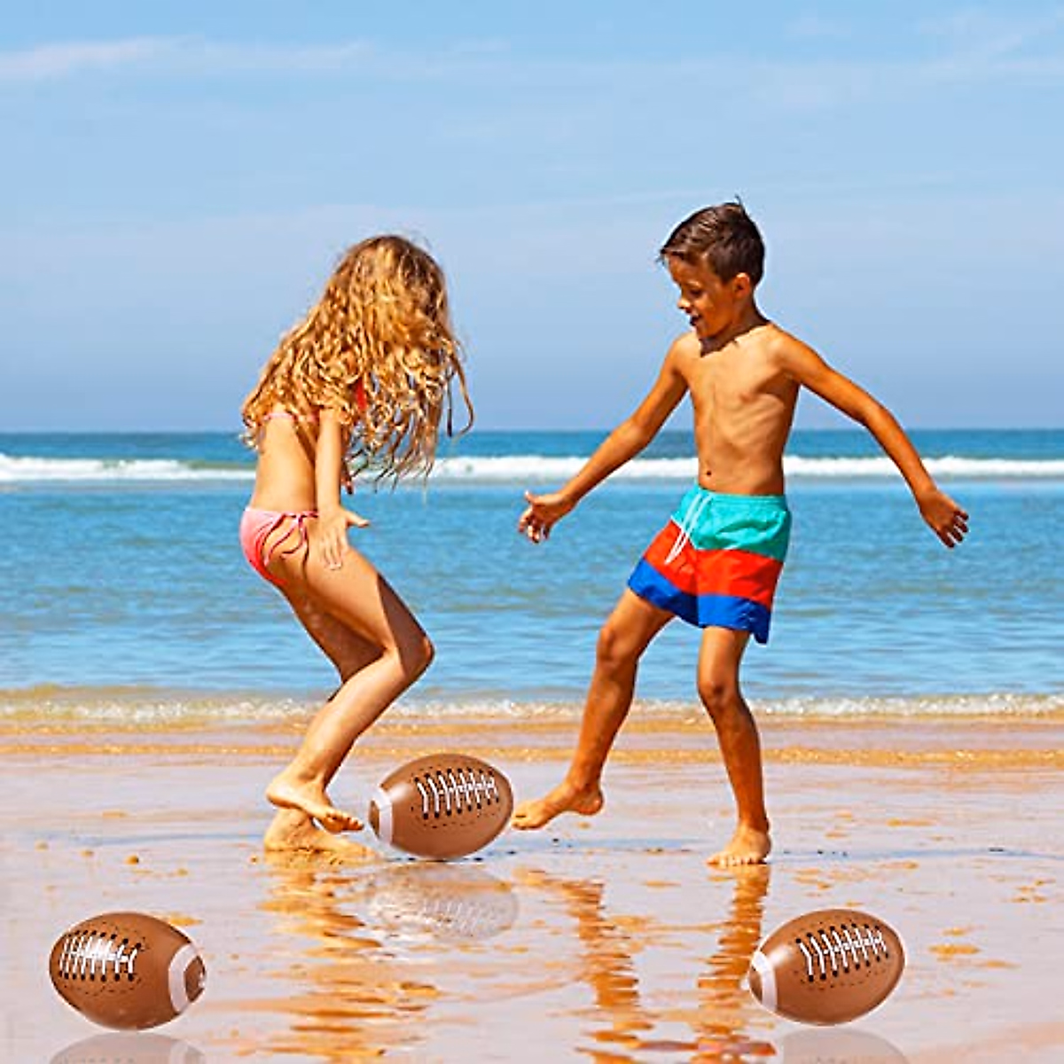 WELLVO Football Beach Balls 24 Pack 12" Beach Balls Party Favors Inflatable Beach Balls Bulk Summer Swimming Pool Beach Games Toys for Kids Sports Outdoor Activity Beach Party Decoration Supplies