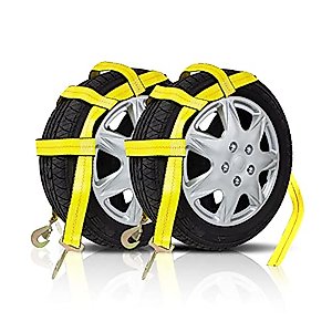 Partol 2 Pack Tow Dolly Basket Straps with Flat Hooks Car Wheel Straps Universal Vehicle Tow Dolly Straps for Small to Medium Size Tie Wheels 12000 lbs Breaking Strength