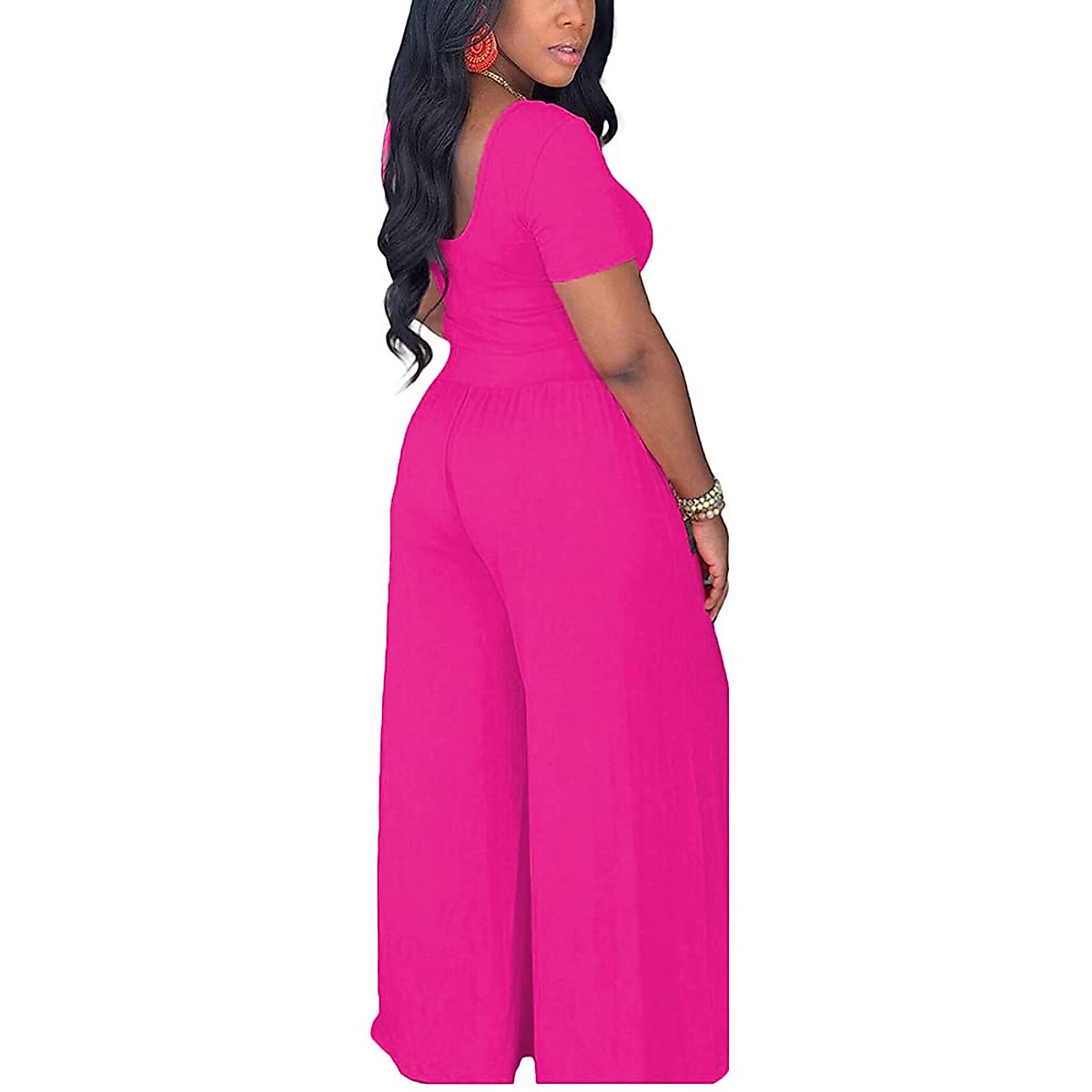 BFFBABY 2 Piece Outfits for Women Striped Sexy Backless Short Sleeve Crop Top High Waist Wide Leg Long Pant Sets Tracksuit Sport Set