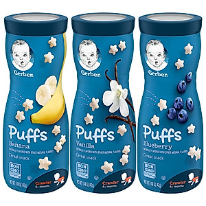 Gerber Puffs Variety Pack, 1 Banana, 1 Vanilla, 1 Blueberry, 3 CT