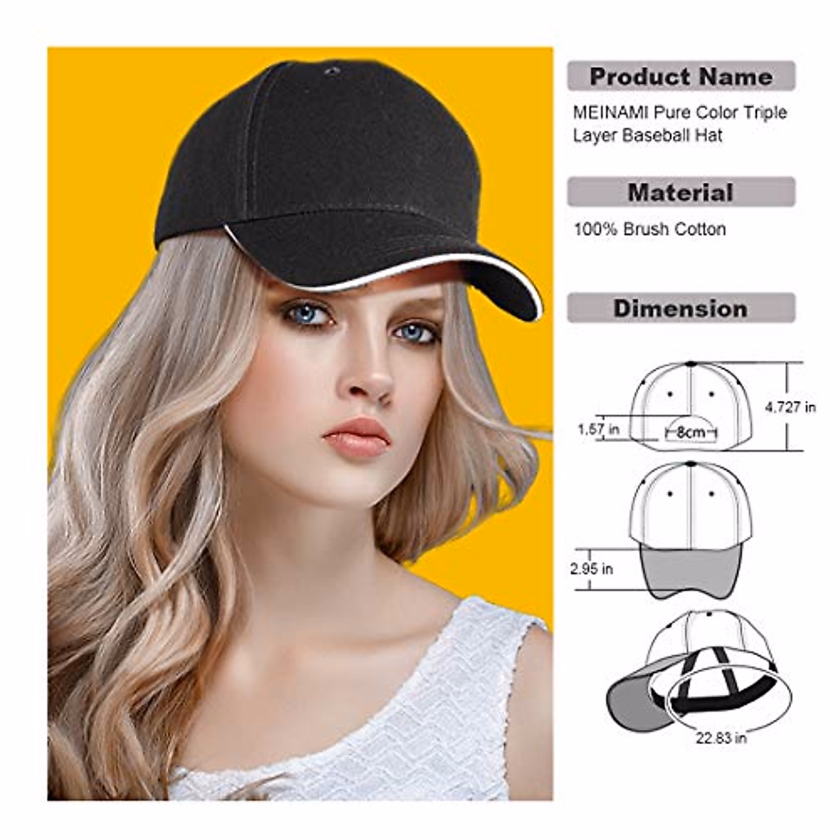 10PACK Custom Front&Back Baseball Cap Text and Logo 100% Cotton Personalized Embroidered Hat in Bulk