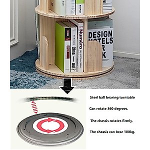 Heehee Rotating Bookshelf 360 Display Floor Standing Bookcase Storage Rack for Kids&Adults Multi-Functional Bookshelf Organizer (3-Tier)