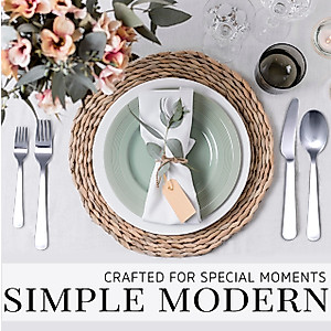 SENADORE Stainless Steel Dinner Spoons - Set of 16 - Mirror Finish and Dishwasher Safe - 7.5" Elegant and Sleek Design Soup Spoon for Modern and Casual Dining (Simple Modern)