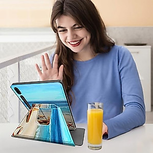 for Samsung Galaxy Tab S8 Plus 2022/S7 FE 2021/S7 Plus 2020 12.4 Inch Case, 360 Degree Rotating Cover,PU Leather Folding Stand Cover with Auto Wake/Sleep,Beach Starfish