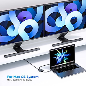 USB C to Dual HDMI Adapter, Dual Monitors Adapter USB C Hub with 2 HDMI Docking Station 4K