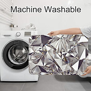 Glitter Abstract Diamond Crystal Pattern Print 3 Pieces Bathroom Rug Set 1 Rectangular Floor pad 1 U-Shaped Floor mat 1 O-Shaped closestool pad