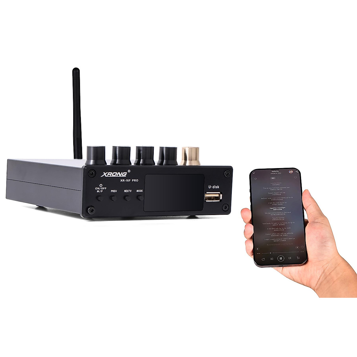 XRONG Bluetooth 5.1 Power Amplifier 100Wx2+100W Stereo HiFi 2.1 CH Digital Sound Amplificador 24Bit/192kHz Class D Amp USB DAC, Support Subwoofer & with Remote