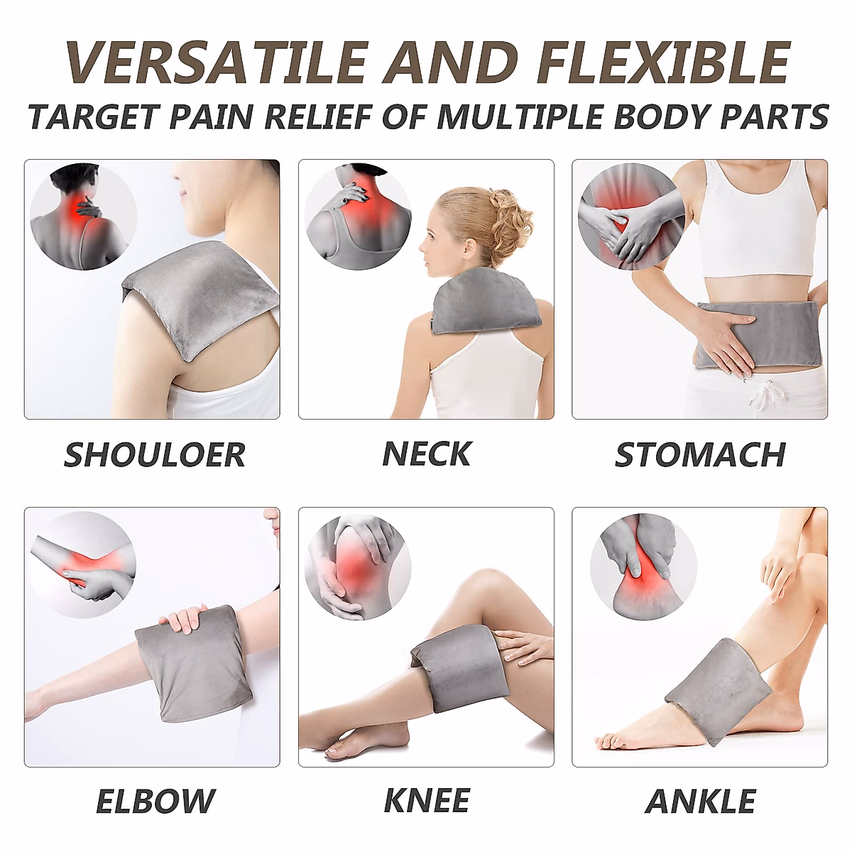 RelaxCoo Heating pad Microwavable with Washable Cover 6 * 12" Microwave Moist Heat Pad for Neck Shoulder, Cramps, Back Pain Relief, Warm Compress Rice Bean Bag Hot Pack for Muscles, Joints, Lavender