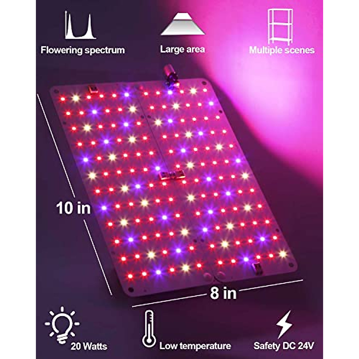 DOMMIA Grow Lights for Indoor Plants, 20W Ultra-Thin Invisible Plant Light, Full Spectrum Led Grow Lamp with 144 LEDs, DIY Assembly Grow Light Strip for Indoor Garden Greenhouse Aquarium Hydroponic