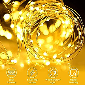 YYGB Solar String Lights Outdoor, 100 LED 10M Solar Garden Lights, Waterproof Copper Wire Solar Fairy Lights with 8 Modes, for Tree, Garden, Home, Wedding, Party