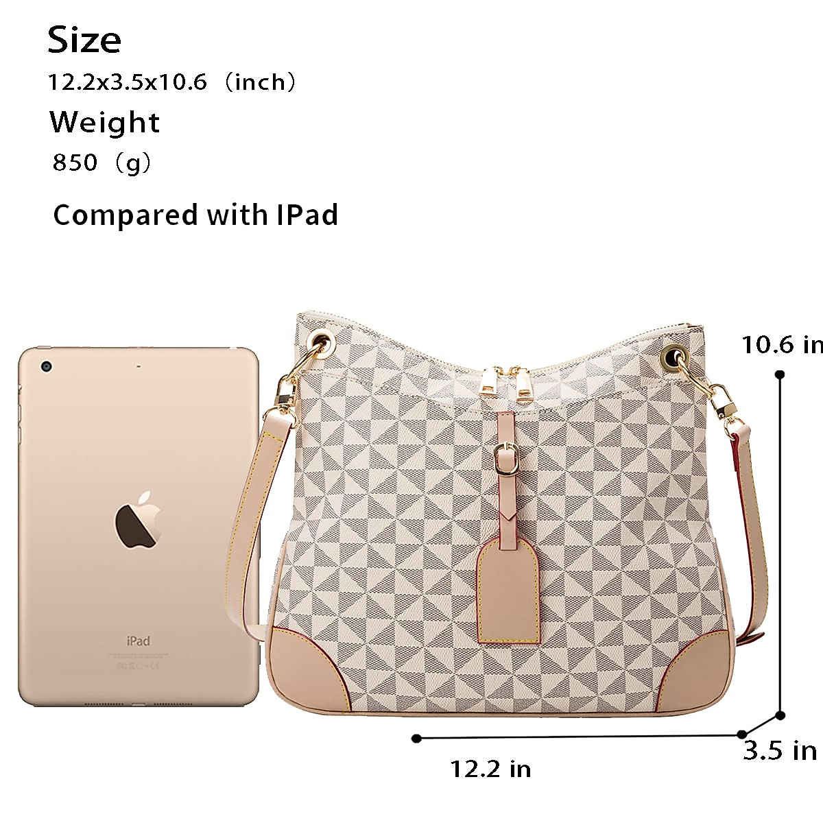 anck Crossbody Bags for Women Luxurious Leather Shoulder Purse- Zipper Pocket Small Crossbody Bags for Women Purses Fashion Lightweight Handbags Shoulder Bag (White)