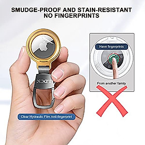 Airtag Keychain, Air tag Case Holder Aluminum Alloy Magnetic, 3 Sets Airtag Front Back Screen Protective Film Designed for Apple AirTag - Gold