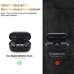 WOFRO Anti-Lost Strap for Bose QuietComfort Earbuds, Sports Anti-Slip Soft Silicone Super Strong Lanyard Accessories Compatible with Bose QuietComfort Earbuds 2020 Neck Rope Cord (Black)