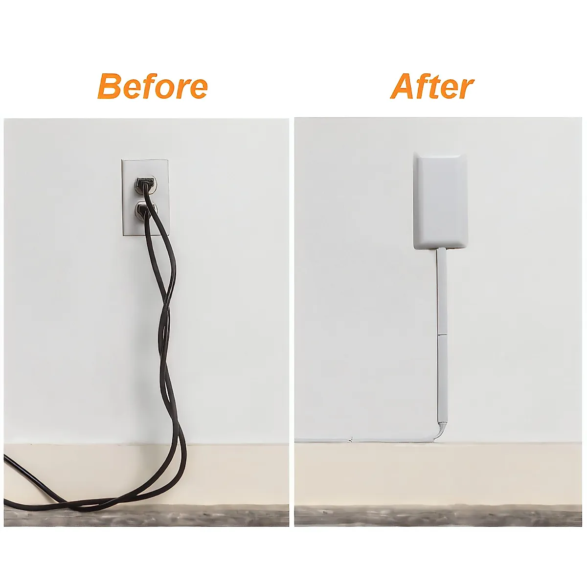 Sleek Socket No Shock Child Protector, Outlet & Plug Concealer with Protective Cord Clips, 8-Foot Flat Extension Cord with Multiple Outlets, Baby Proofing Outlet Cover, No Access To Dangerous Cords