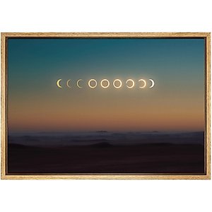 SIGNWIN Framed Canvas Wall Art Moon Phase Aerial Astronomy & Space Expressive Global Moon Multicolor Photography Realism Warm - 16"x24" Natural