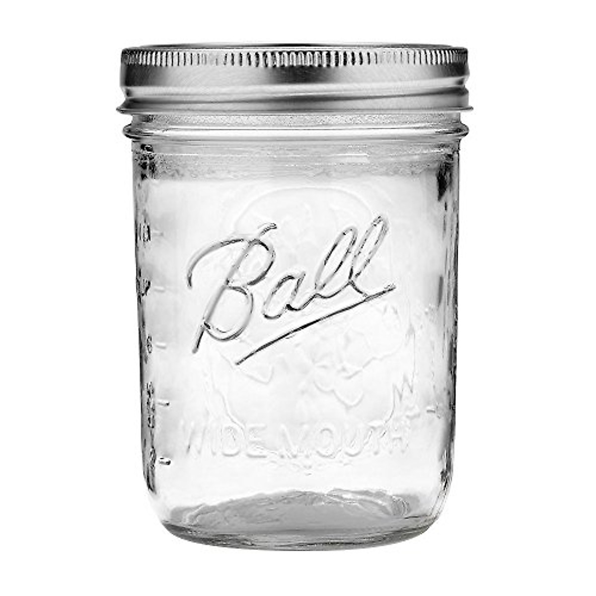 Ball Jar with Lid and Band - Pick Your Size and Color (Clear, Wide Mouth Pint - 16 oz.) Pack Of 2