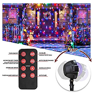 Vanthylit Christmas Projector Lights Multi Function Rotating Falling Snow Projector for Xmas Moving Points Landscape Lights for Home Yard Garden Party and for Show Club Pub