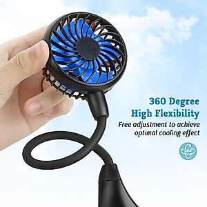 Koonie 10000mAh Neck Fan, 48hrs Working Portable Neck Fan with 6 Speeds, Battery Operated USB Rechargeable Fan, 360° Neck Rotation, Hands Free Personal Fan for Climbing, Hiking, Outdoors