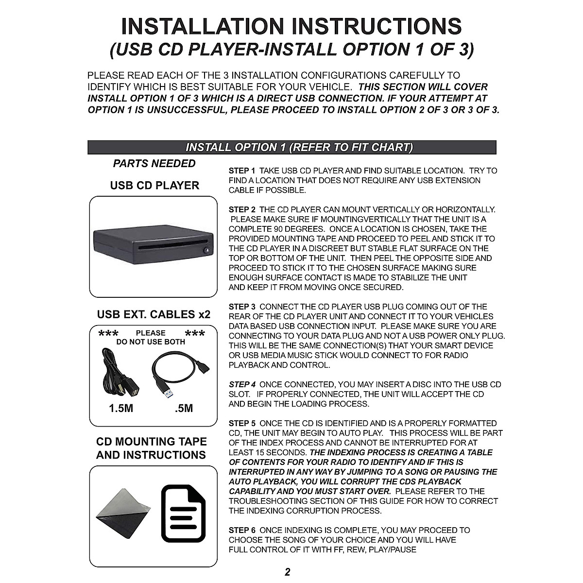 (AIE) – “Add-on” Car CD Player – Deluxe USB Integrated Kit - Universal Connection Guaranteed for Any Vehicle (3 Connection Options) – CDUSB-Deluxe