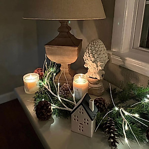 Lighted Garland with Birch Twigs, Hypestar 6FT Lighted Garlands with 48 LEDs for Christmas Decorations indoor, Birch Garland with Lights and Timer for Christmas (Battery Operated Birch Garland)