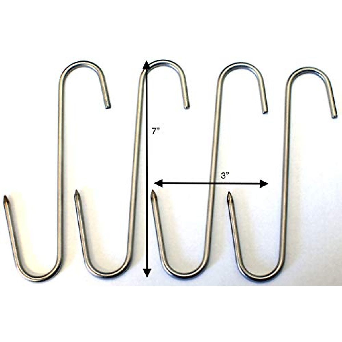 RiversEdge Products Stainless Meat Hooks, Smoker Hook, 7", 4 Pack