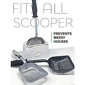 iPrimio Cat Litter Scooper with Deep Shovel -Easy Cleaning Litterbox - Modern Scooper Holder -Works with All Metal and Plastic Scoopers