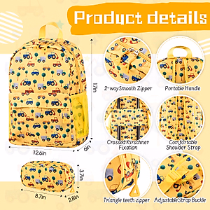 Redbaker 6 Pcs Kids Luggage Set 17 Inch Kids Rolling Luggage Double Pattern Suitcase for Girls Boys Gift(Yellow,Car Style)