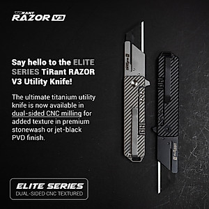 TiRant RAZOR V3 Utility Knife (Jet-Black 6AL-4V Titanium) DUAL-SLASH Edition EDC Box Cutter