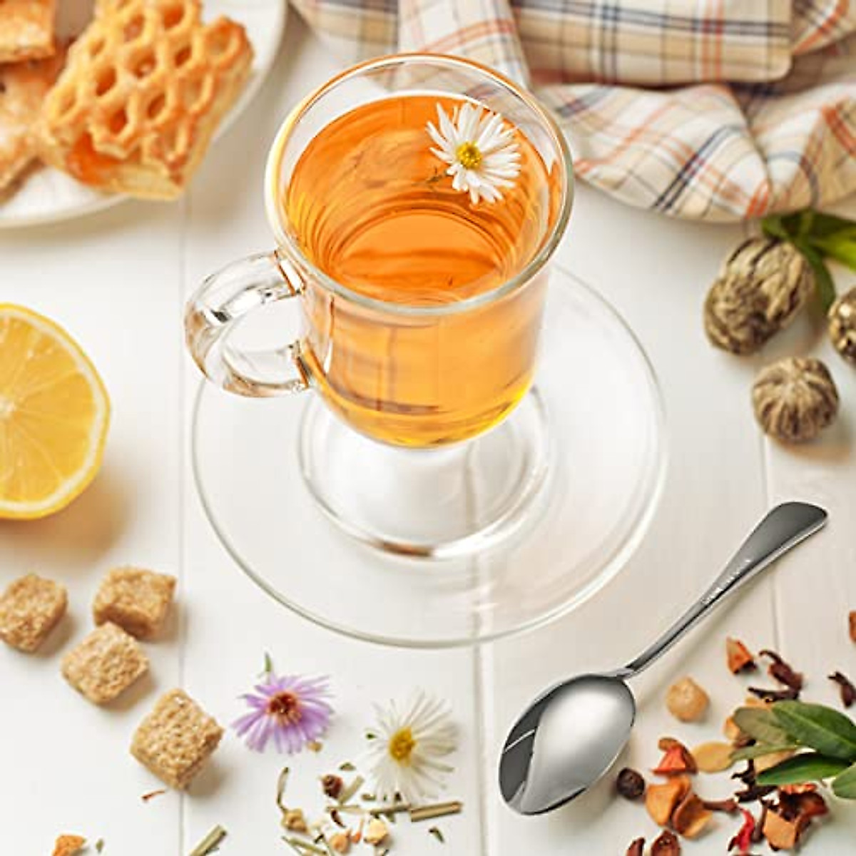 SANTUO Stainless Steel Teaspoon Set,12 Piece 6.7" Spoons Silverware,Dessert Spoons,Mirror Finish & Dishwasher Safe