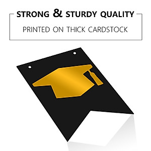 2023 Grad Graduation Banner (Assembled)with Black Gold Silver Star Garland Class of 2023 Gold Graduate Party Decorations,High School College Grad Decor, Graduation Party Favors Supplies