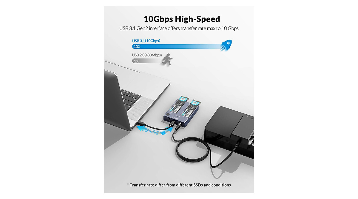 ORICO M.2 NVMe Cloner Dual-Bay NVMe Docking Station USB C to NVMe SSD ...