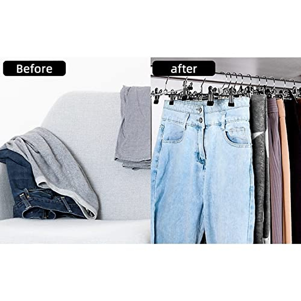 Skirt Hangers with Clips - Pants Hangers 36 Pack Metal Hangers for Pants Jeans Skirt Clip Hangers for Pants Heavy Duty