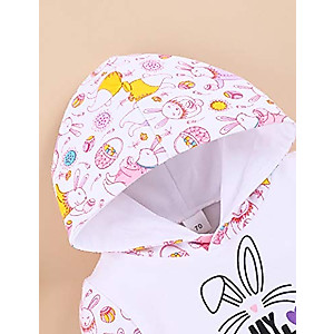 WALSONER Newborn My First Easter Outfit Baby Girl Hoodie Romper Bodysuit Jumpsuit Clothes Newborn White