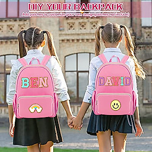 Cunno 2 Pcs Nylon Preppy Backpack for School Waterproof Lightweight Backpack Unisex Backpack for Teenage, Kids, Students (Pink)