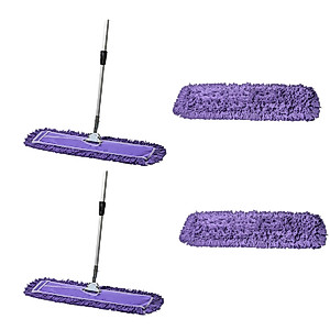 Tidy Tools 24 Inch Purple Dust Mop with Extendable Handle and 24 Inch Purple Dust Mop Refill Bundle - 2 Mop Sets and 2 Refills
