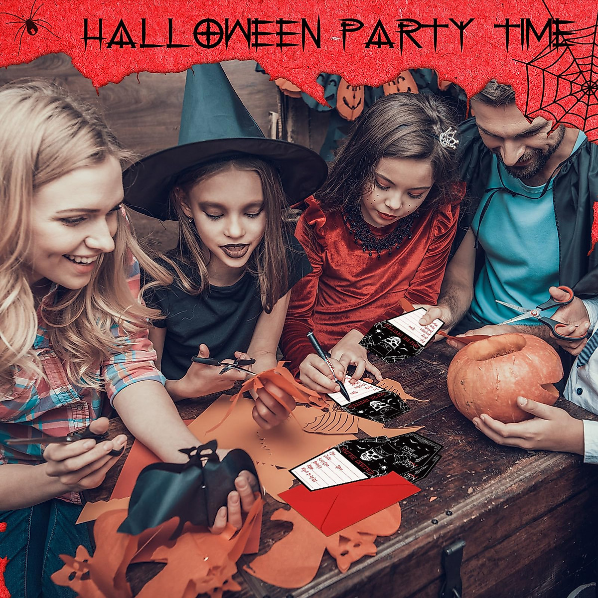 Geelin 60 Pcs Halloween Party Invitations with Envelopes Ticket Scary Halloween Party Invitations Halloween Baby Shower Invitations Horror Birthday Invitations Party Invitation Cards (Coffin Style)