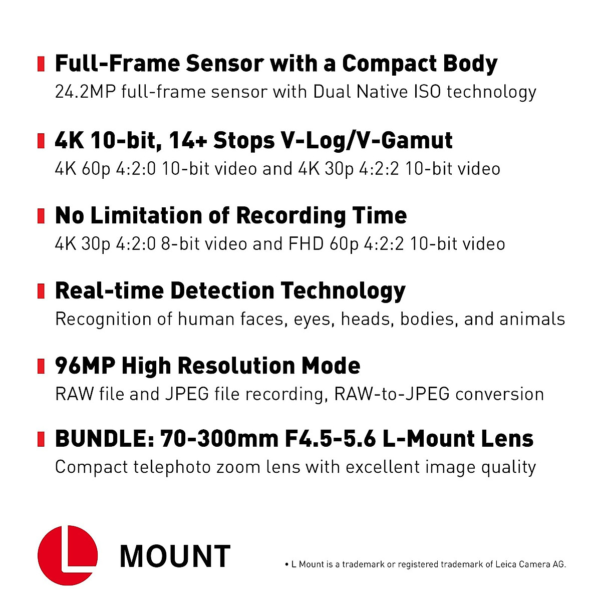 Panasonic LUMIX S5 Full Frame Mirrorless Camera (DC-S5BODY) and LUMIX S Series 70-300mm Lens (S-R70300)