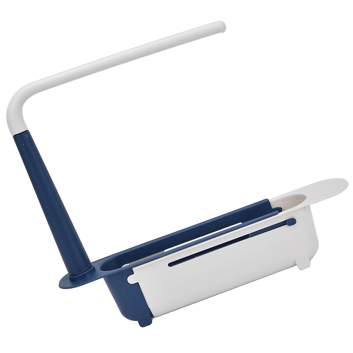 Telescopic Sink Storage Rack Length Freely Telescopic Sponge Holder Adjustable Large Capacity PP Expandable Sink Organizer for Kitchen Sink (Blue)